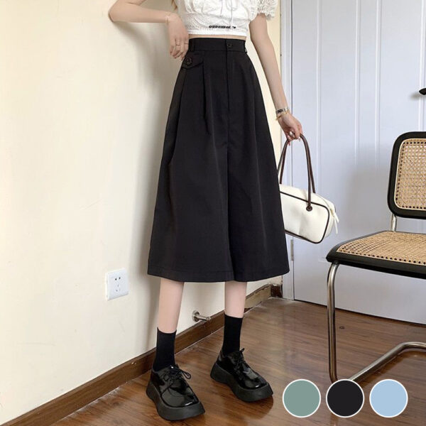 얇은 7부 와이드핏 치마 바지 - RAUMTREE